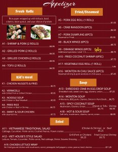 Menu – Viet House